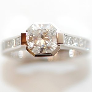 Dreamtime a square Radiant diamond engagement ring uniquely Australian